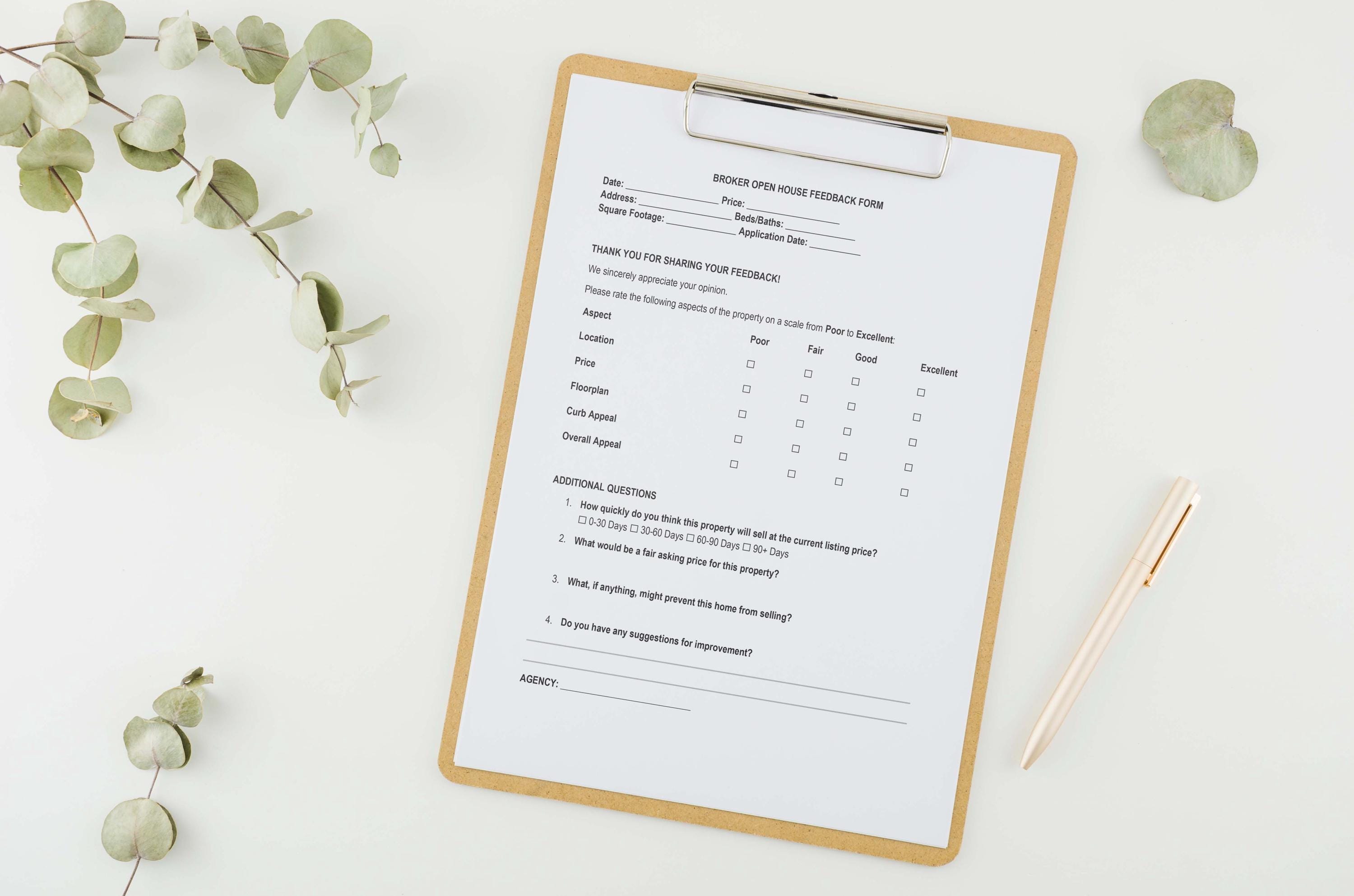 Broker Open Feedback Form,open House Feedback Form,broker Open House ...