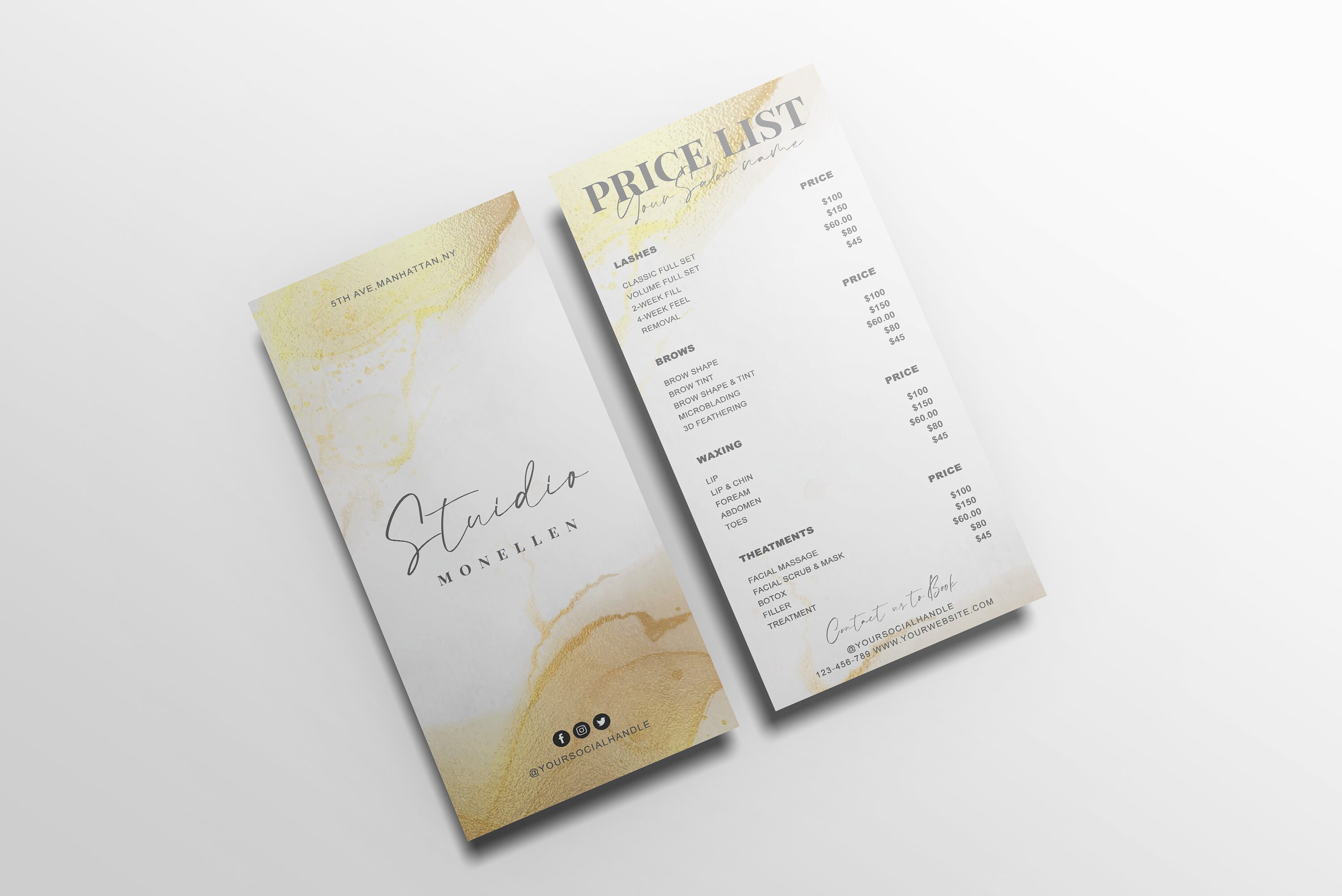 Gold Price List Templateeditable Price List Templatesalon - Etsy