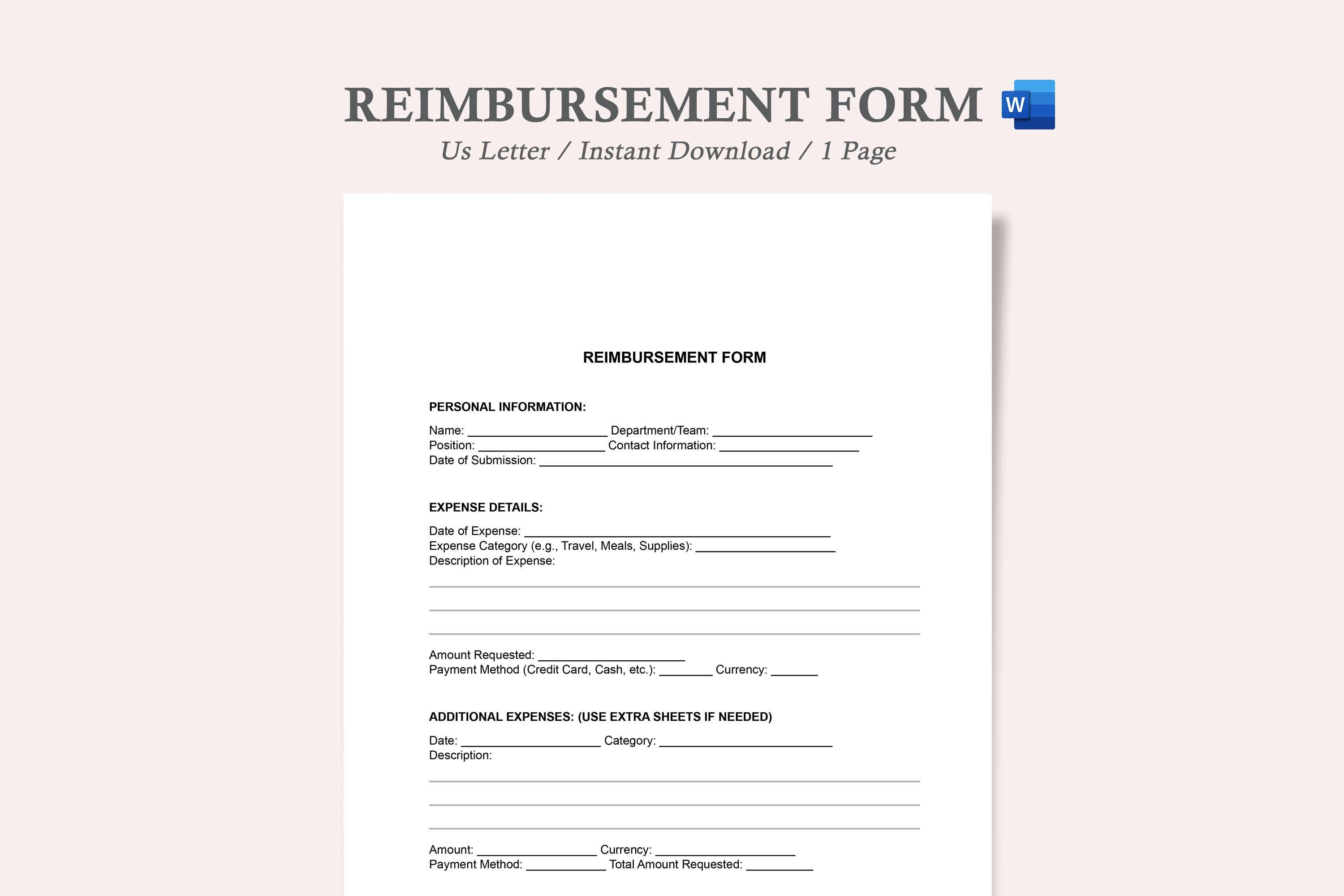 Reimbursement Form,expense Reimbursement Form,employee Reimbursement ...