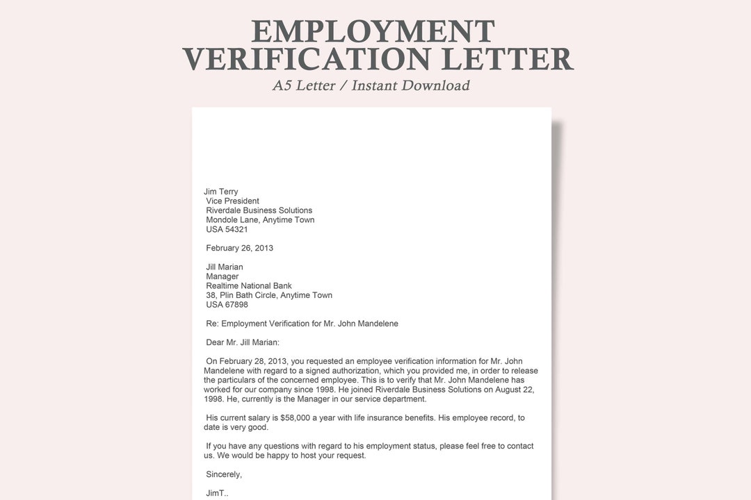 Employment Verification Letter,employment Verification Letter Template ...