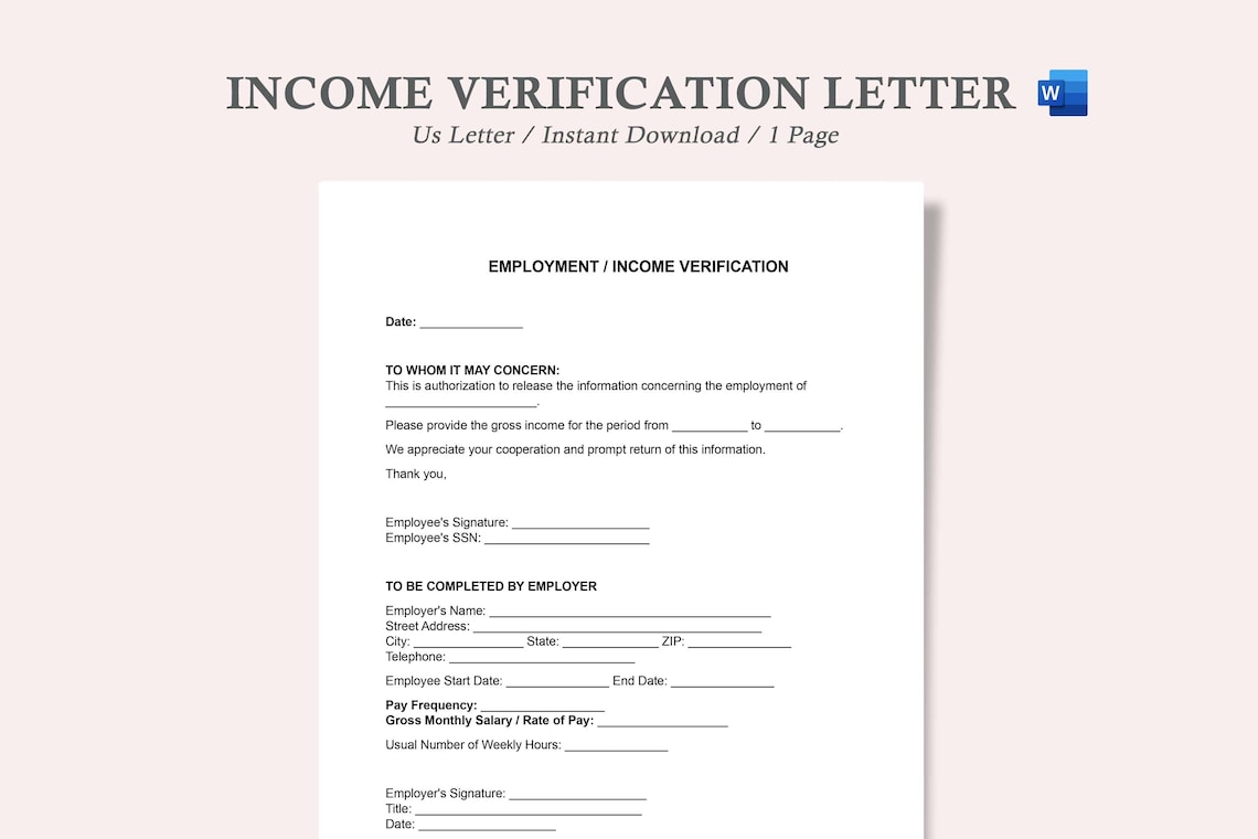 Income Verification Letter,proof of Income Letter,proof of Income ...