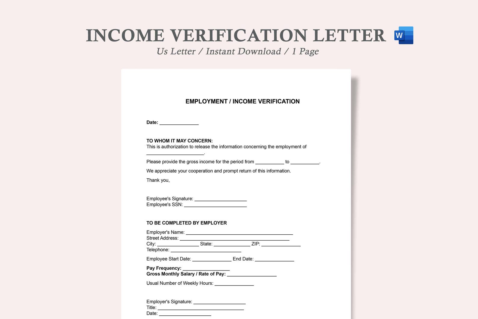 Income Verification Letter,proof of Income Letter,proof of Income ...