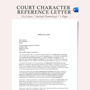 Court Character Letter,court Character Reference Letter,character ...