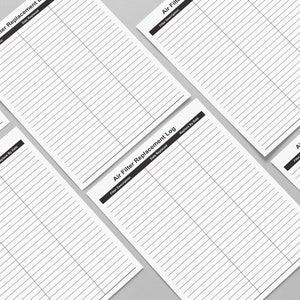 Filter Replacement Log,air Filter Log,air Filter Planner,ac Filter Log ...