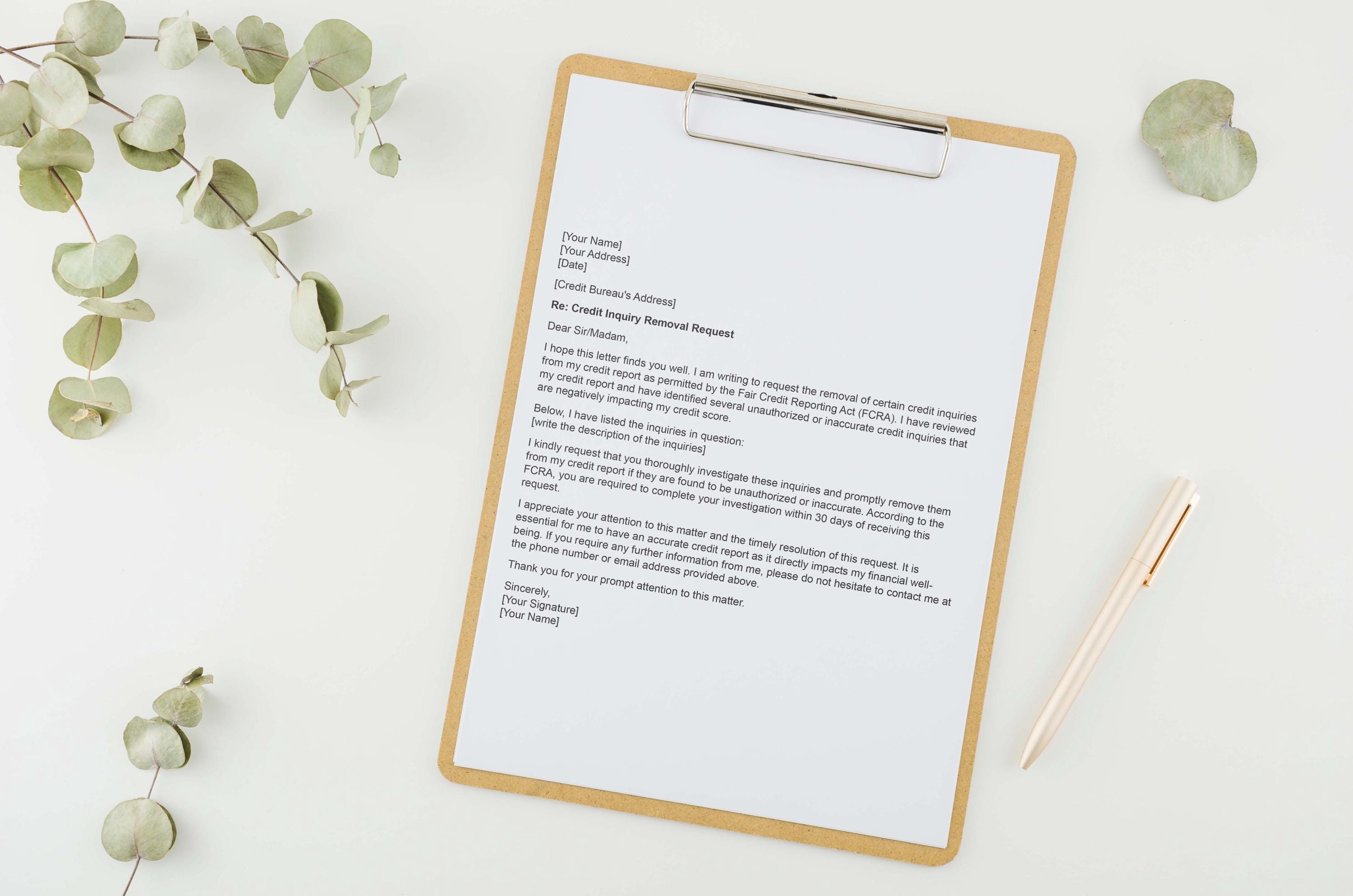 Credit Inquiry Removal Letter,credit Inquiry Removal Letter Template ...