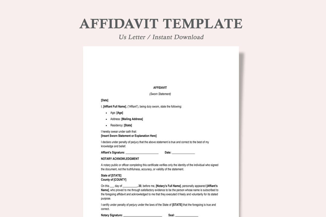 Affidavit Template,affidavit Form,affidavit Template Word,general ...