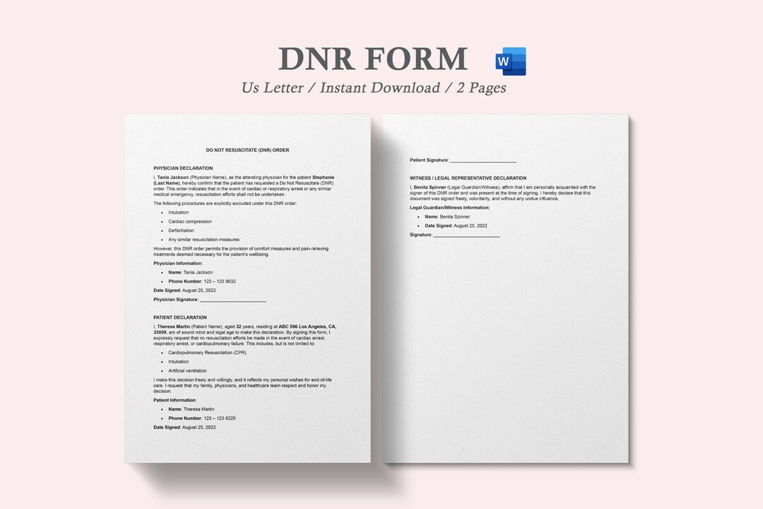 Dnr Form,dnr Form Pdf,dnr Document,dnr Template,printable Dnr Form,dnr ...