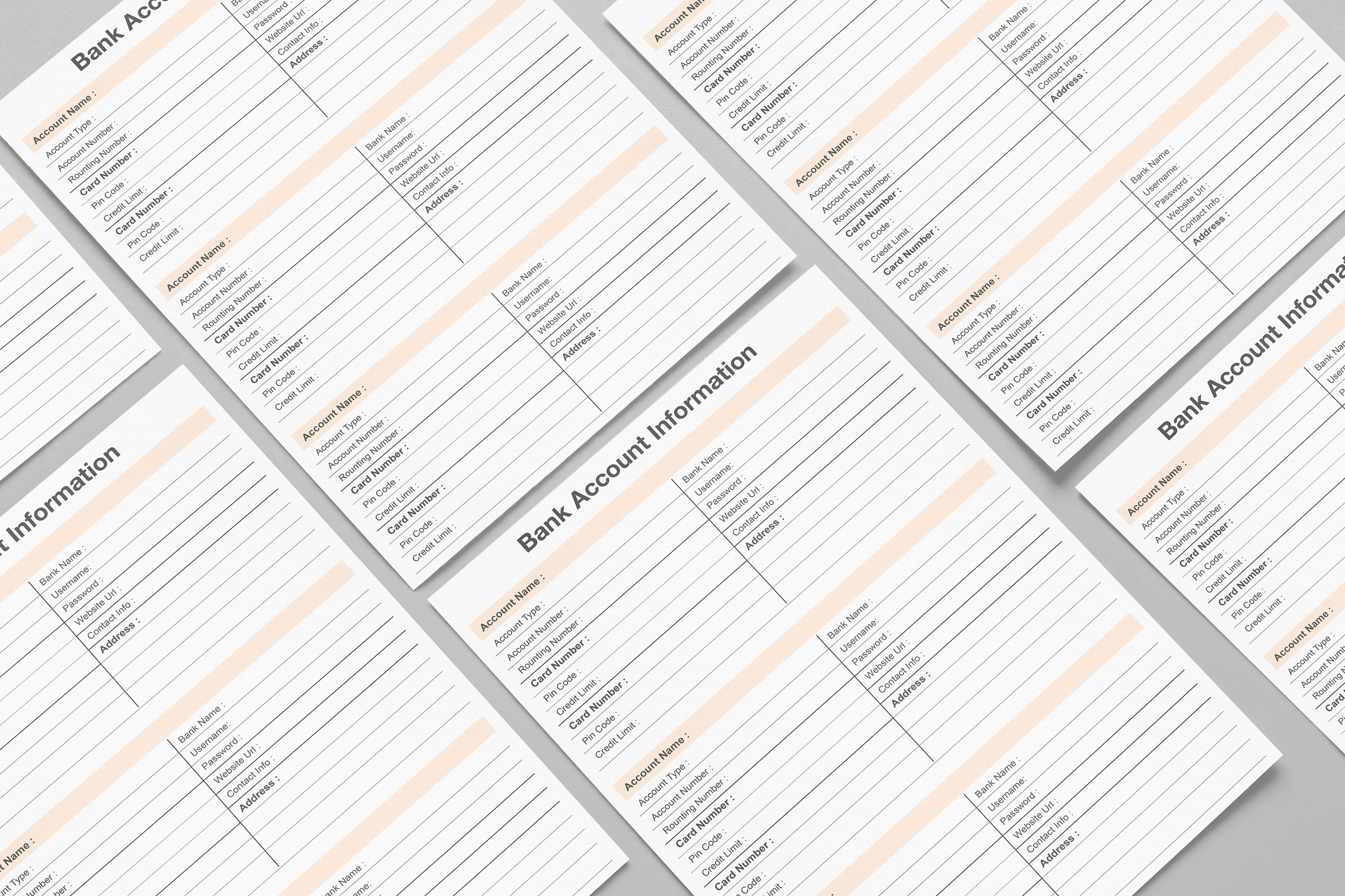 Bank Account Tracker,bank Account Info,bank Account Log,account Info ...