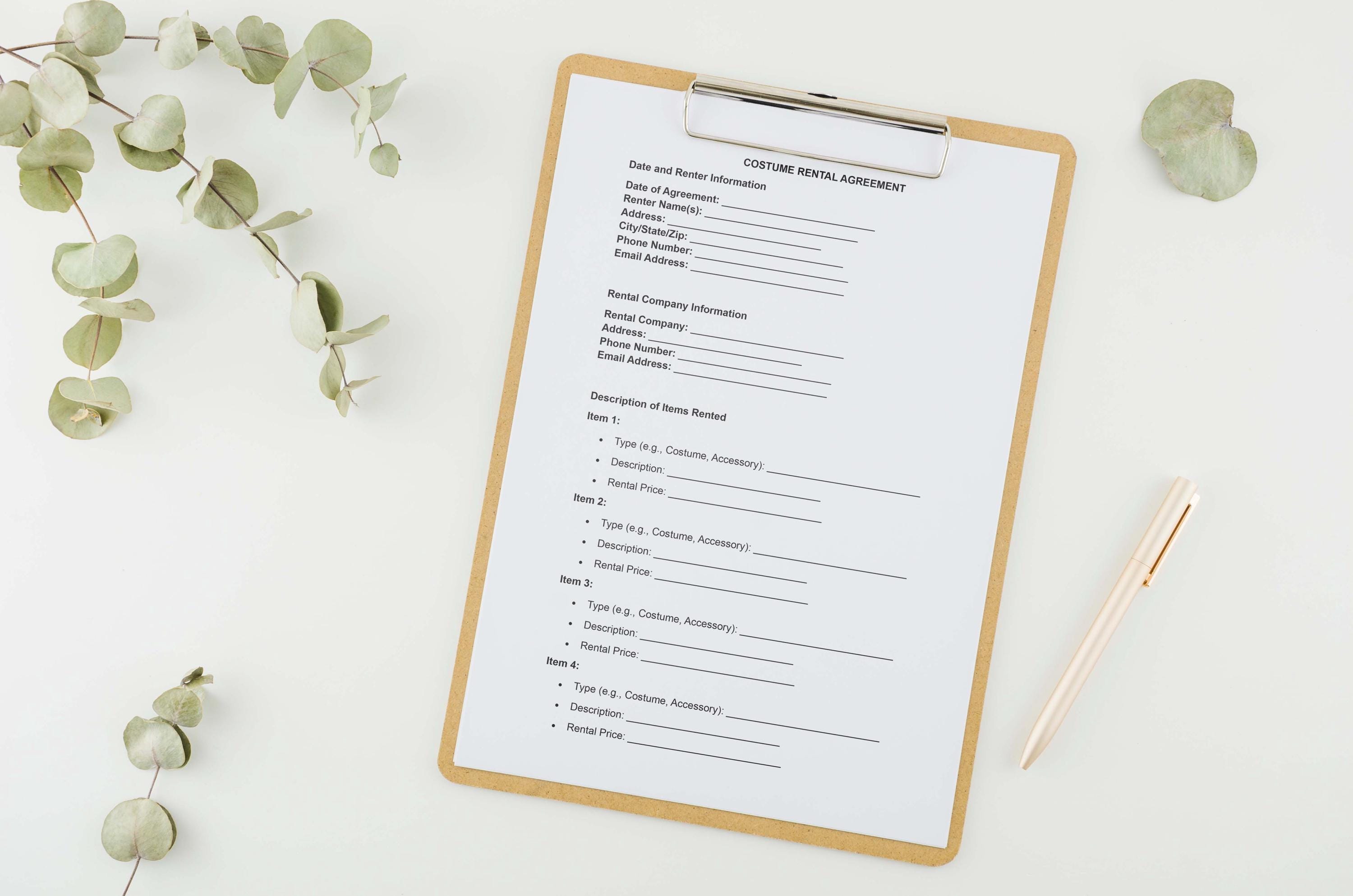 Costume Rental Agreement,costume Rental Agreement Template,costume ...