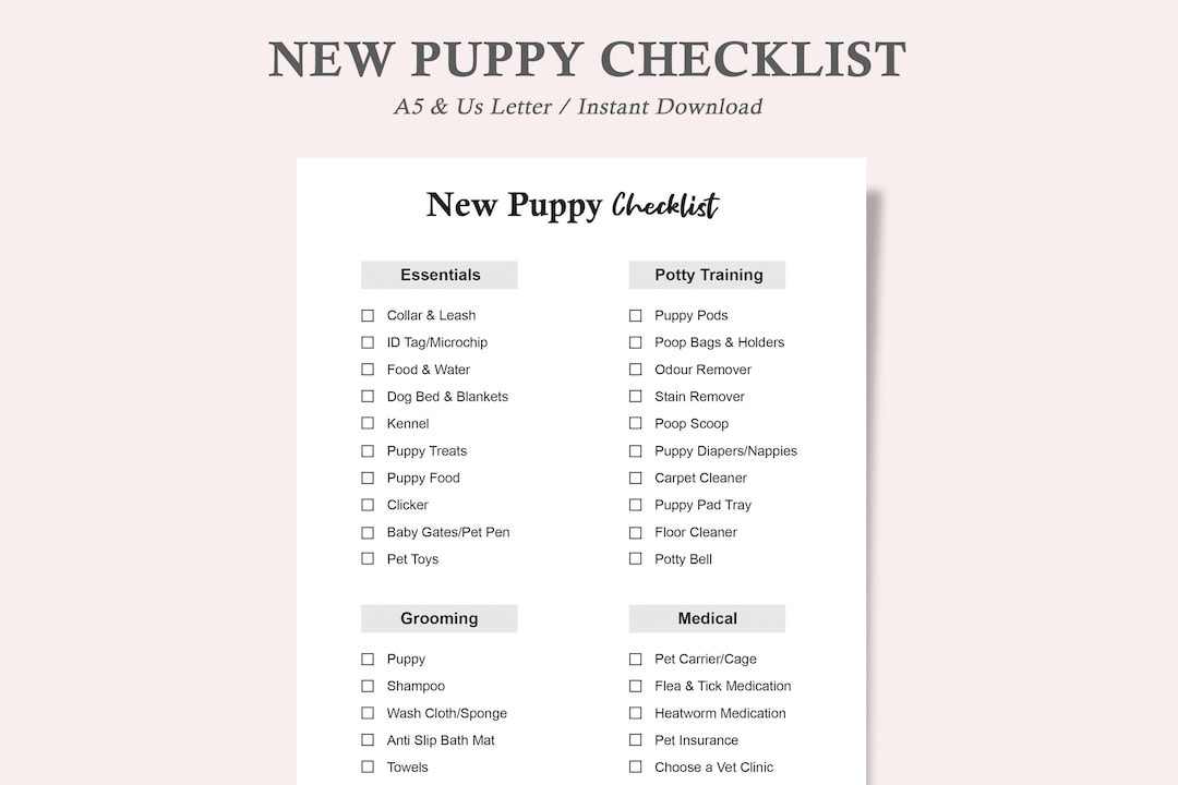 Puppy Checklist,new Puppy Checklist,new Puppy Owner Checklist,new Puppy ...