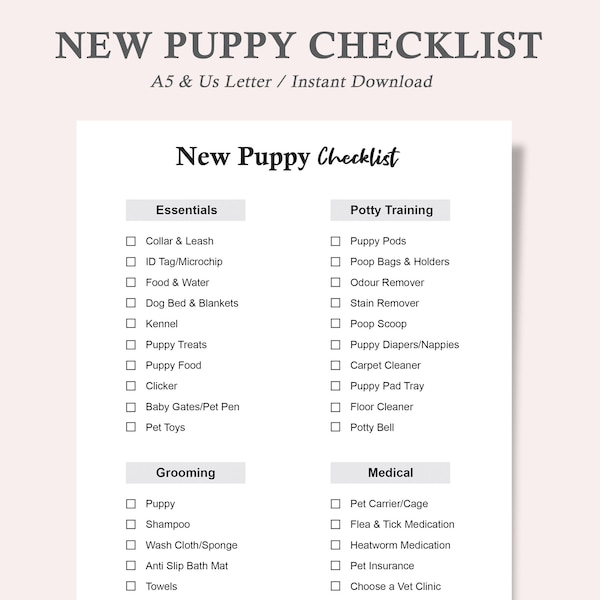 New Puppy Checklist - Etsy