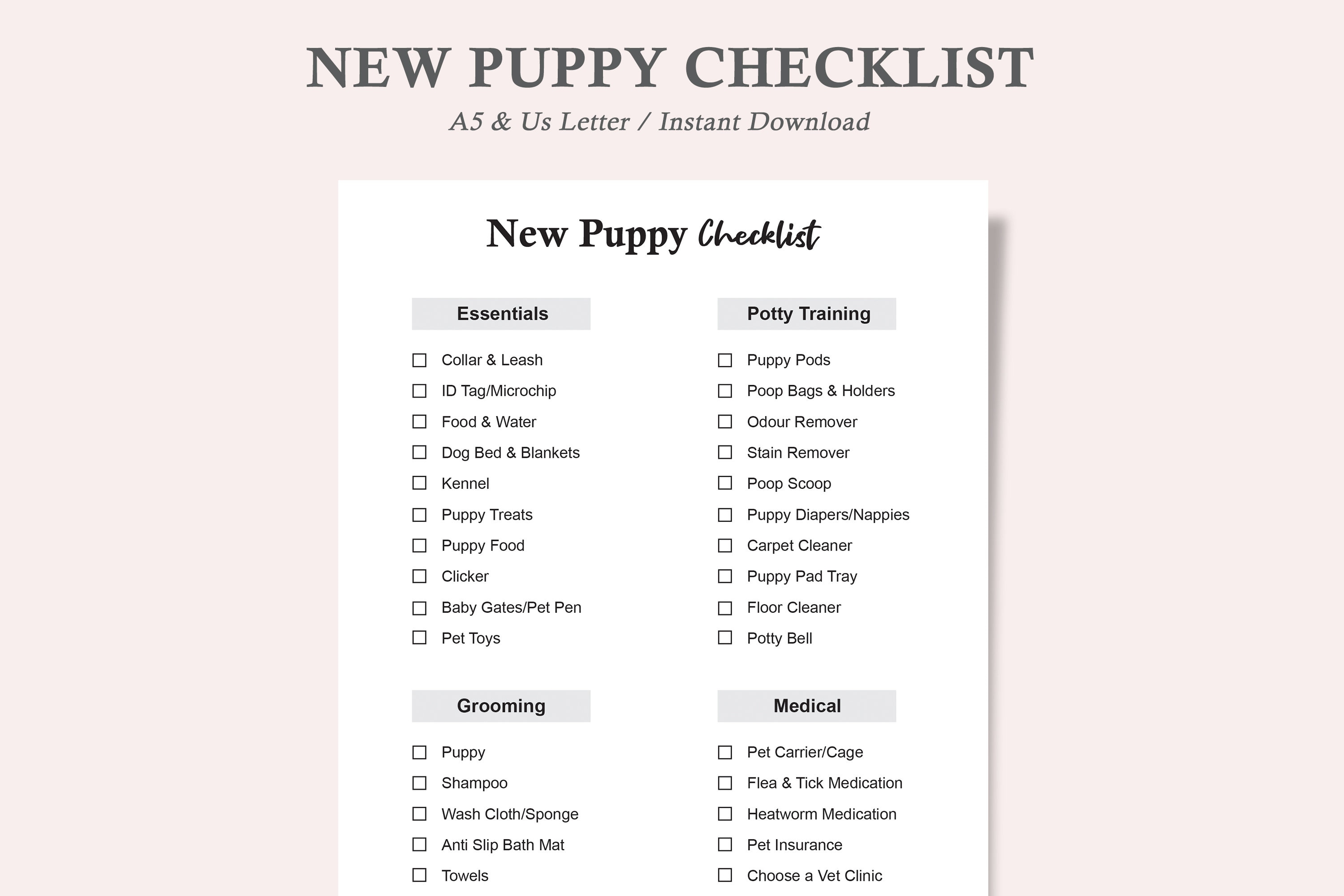 Puppy Checklist,puppy List,puppy Planner,puppy Tracker,dog Checklist ...