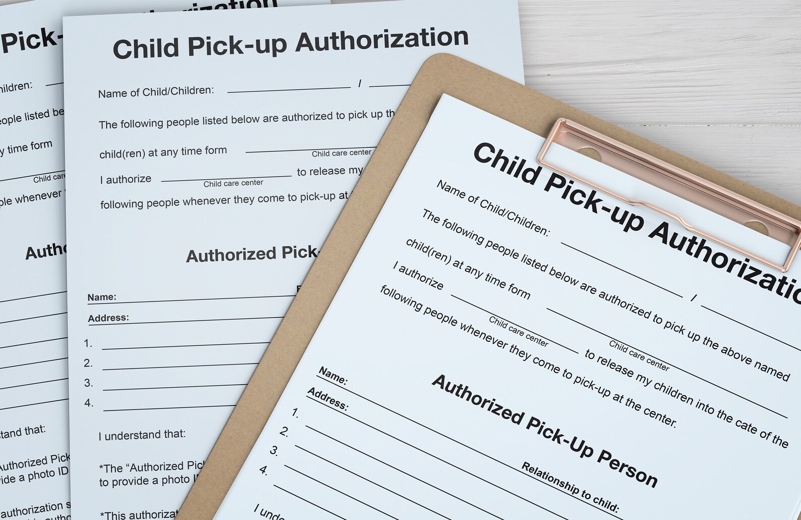 Child Pick-up Authorization Form,daycare Pickup Authorization Form - Etsy
