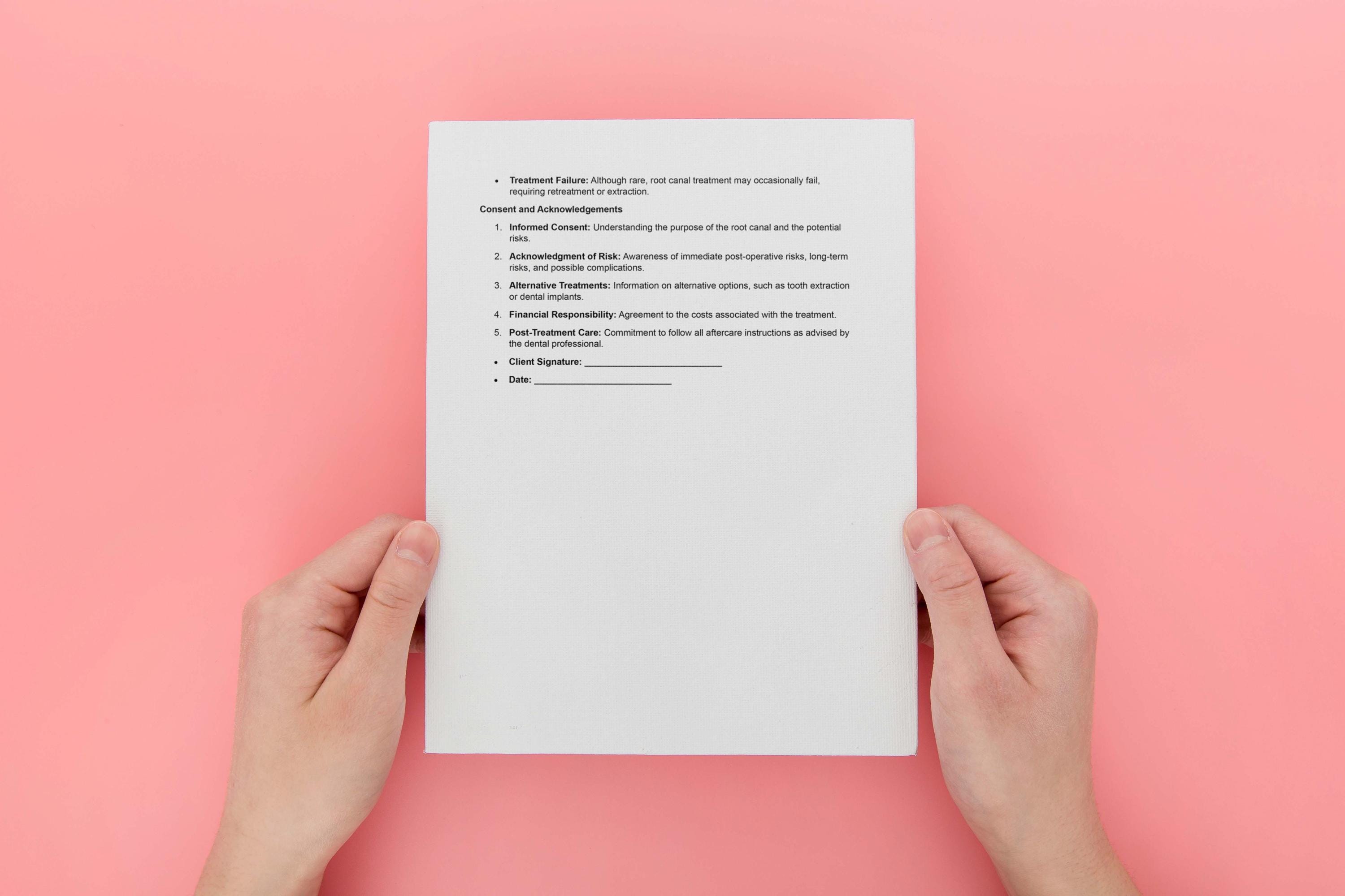 Root Canal Consent Form,root Canal Treatment Consent Form,dental ...