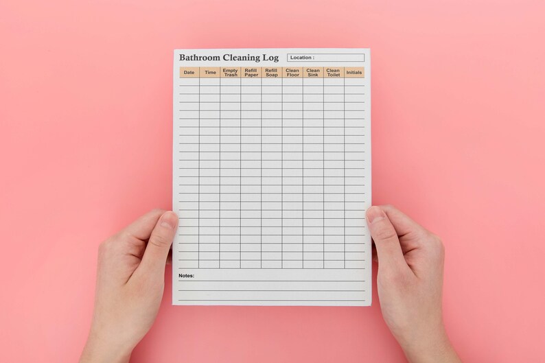 Restroom Cleaning Log,cleaning Restroom Checklist,restroom Checklist ...
