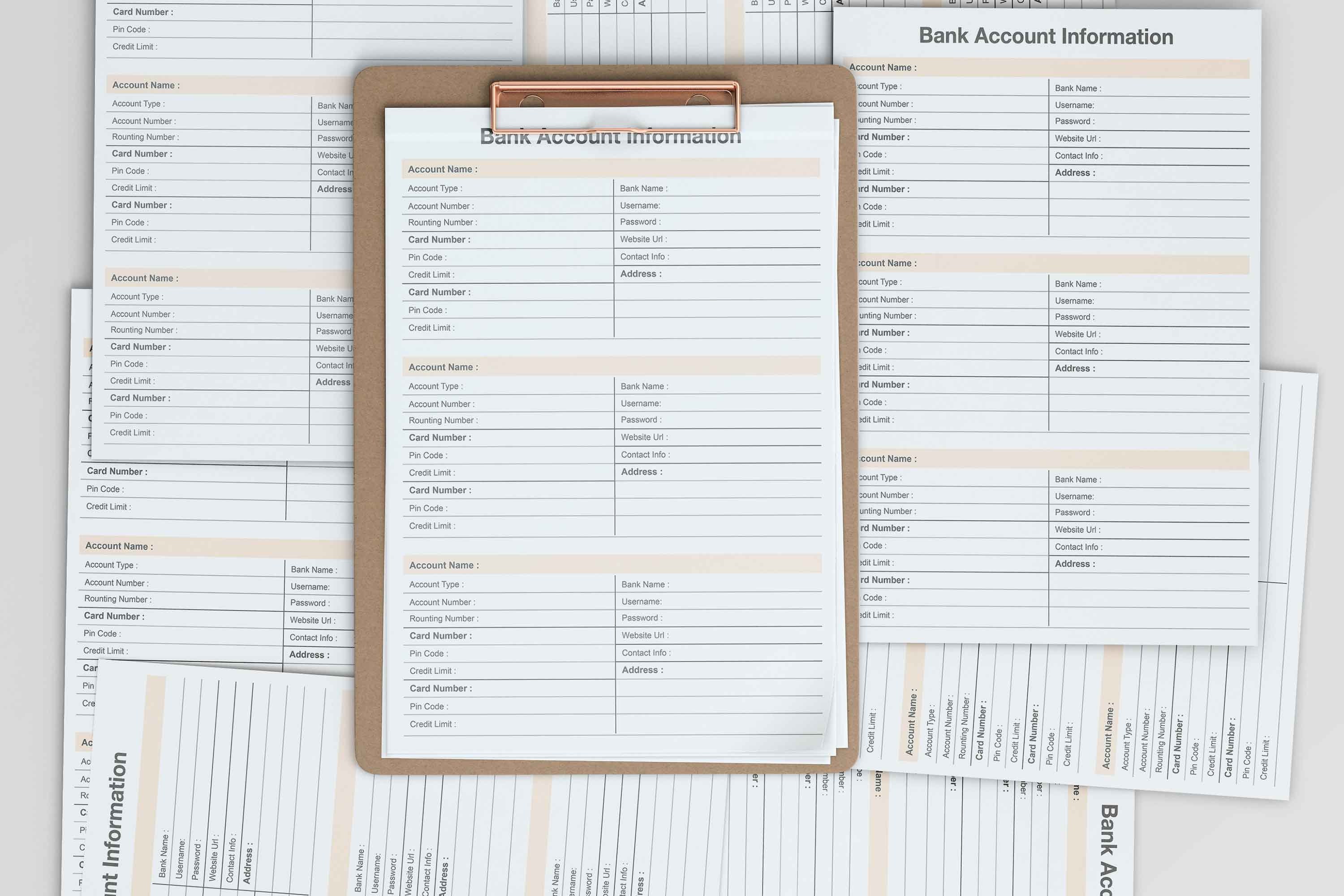 Bank Account Tracker,bank Account Info,bank Account Log,account Info ...