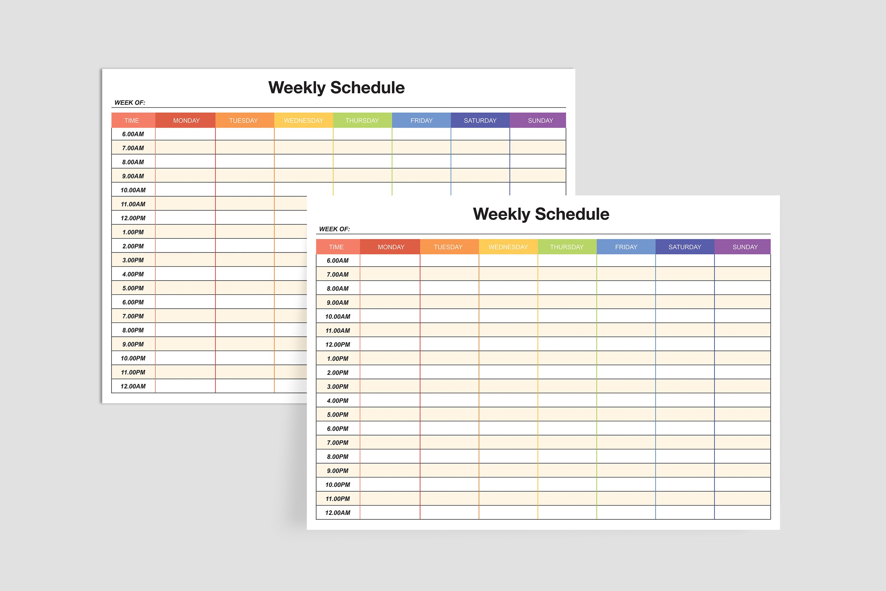 Weekly Timetable Planner,hourly Weekly Schedule Template,weekly Hourly ...