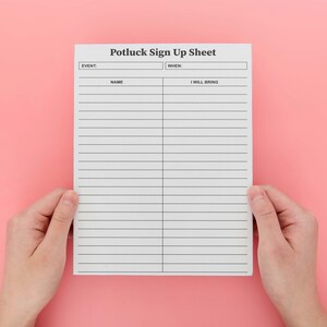 Potluck Sign up Form,potluck Sign up Sheet,potluck Sign up Sheet ...