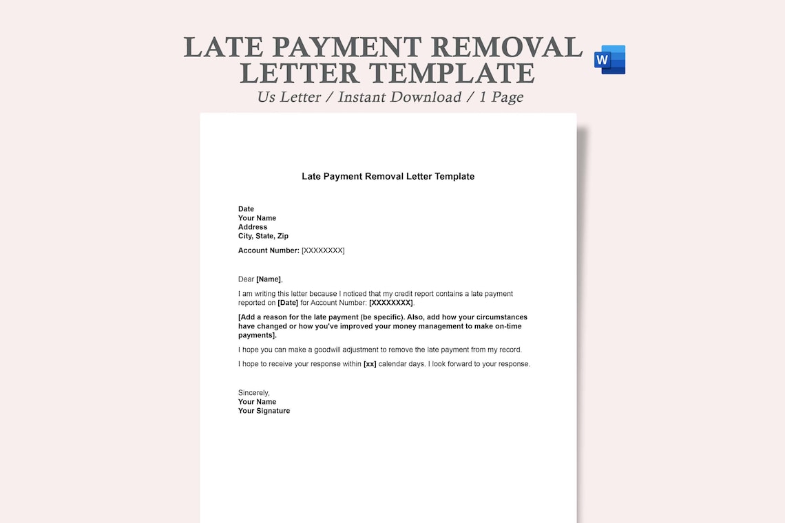 Late Payment Removal Letter Template,late Payment Letter Template,late ...
