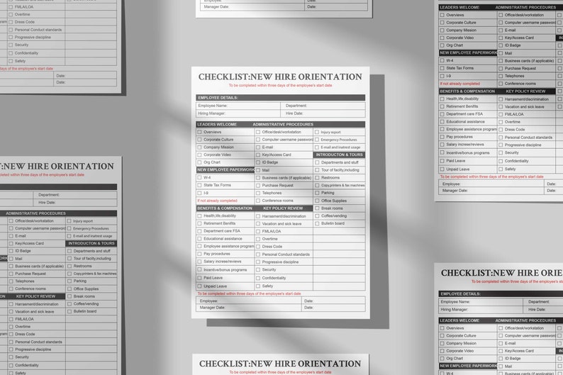 Employee Onboarding Checklist,new Hire Checklist,new Employee Checklist,staff Onboarding ...
