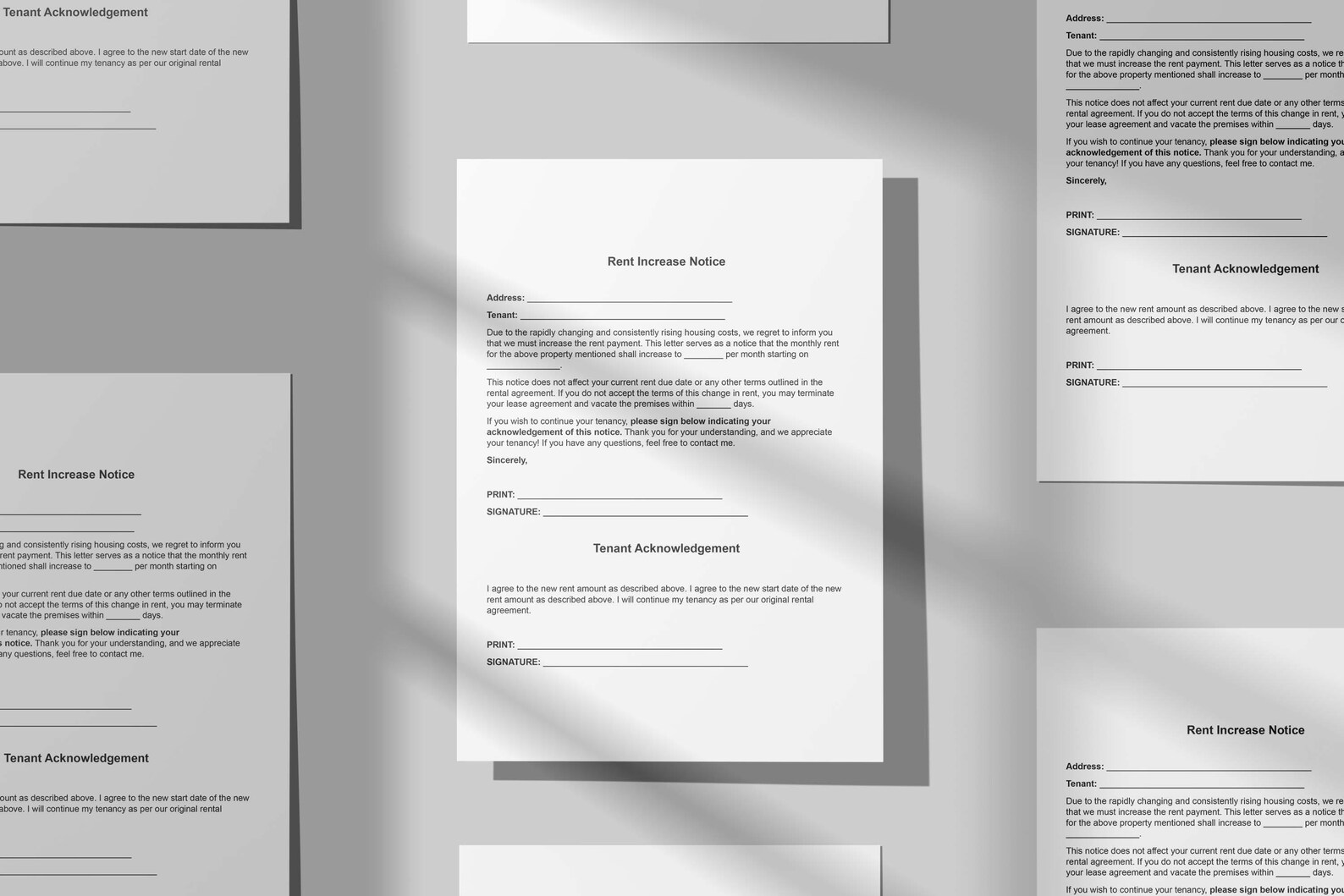 Rental Increase Notice,rental Increase Notice Template,rent Raise ...