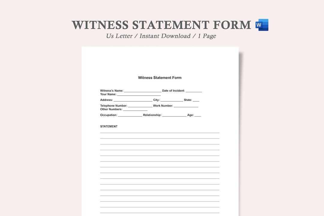 Witness Statement Templates,witness Statement Form,witness Statement ...