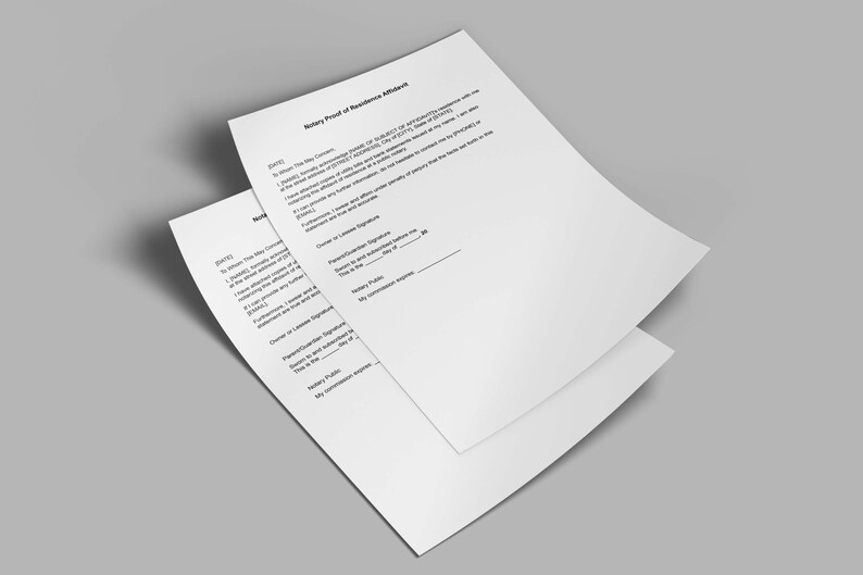 Notary Proof of Residency Letter,notary Letter of Residency,proof of ...