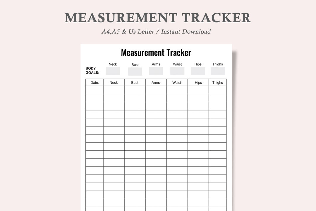 Body Measurement Tracker,body Measurement Tracker Printable,body ...