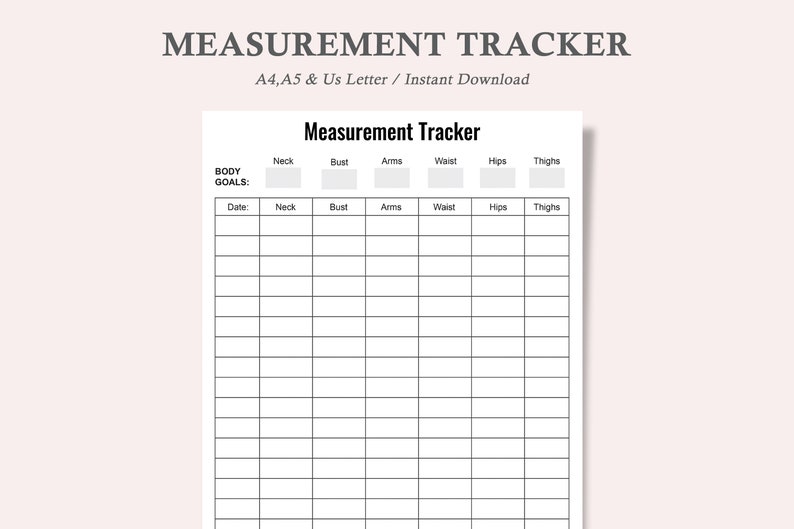 Body Measurement Tracker,body Measurement Tracker Printable,body ...