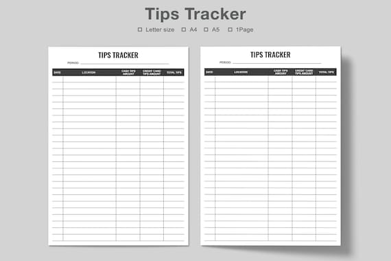 Tips Tracker PrintableOutdoor TipsFinancial PlannerTips | Etsy