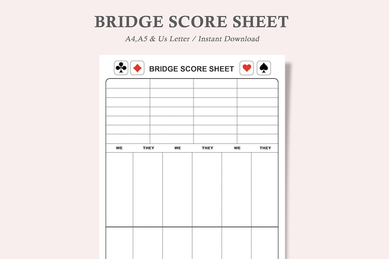 Bridge Score Sheet,bridge Score Sheet Printable,bridge Score Sheet ...