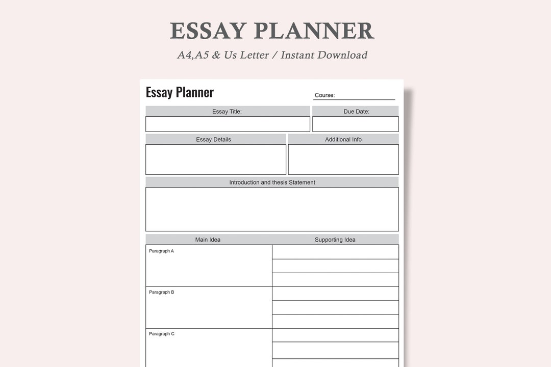 Essay Planner, Printable Essay Planner,essay Template,essay Outline ...