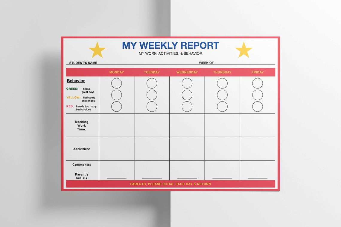 Preschool Weekly Report,weekly Preschool Log,preschool Report - Etsy