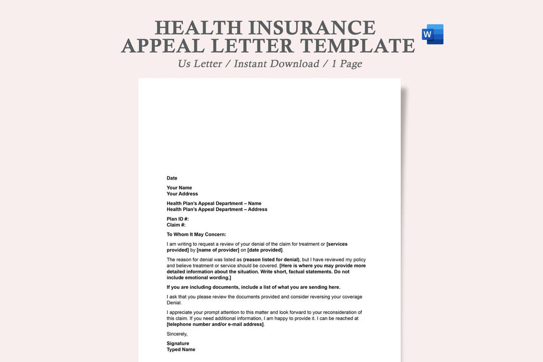 Health Insurance Letter,health Insurance Appeal Letter,health Insurance ...