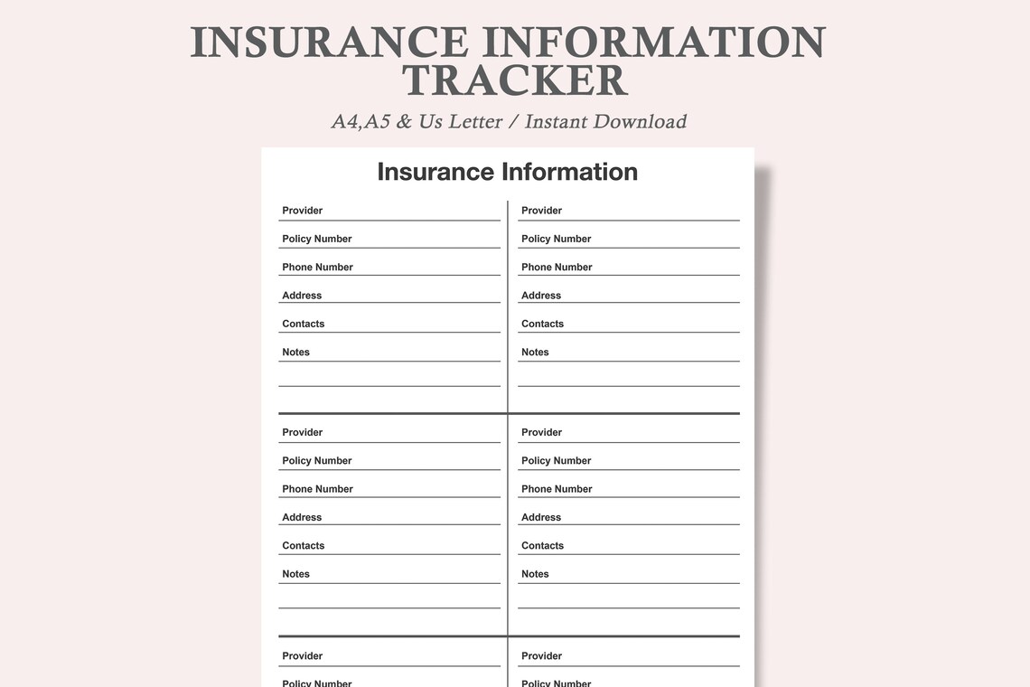 Insurance Information Trackerinsurance Loginsurance - Etsy