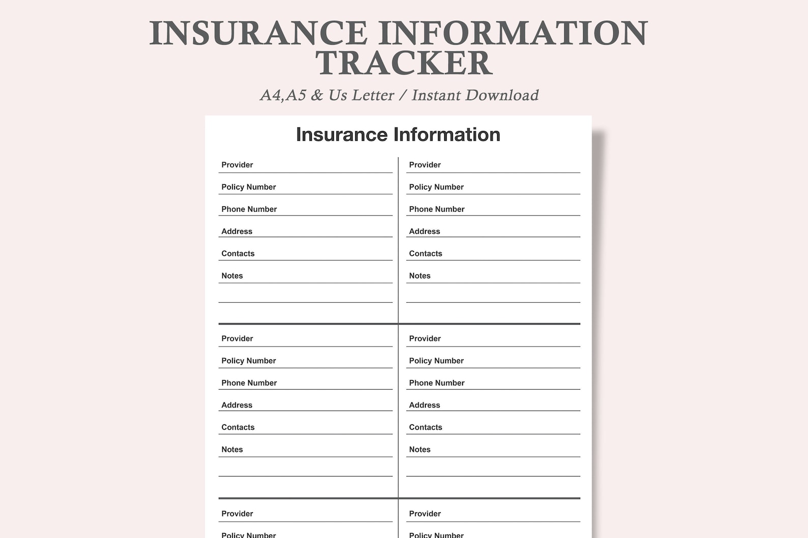 Insurance Information Trackerinsurance Loginsurance - Etsy