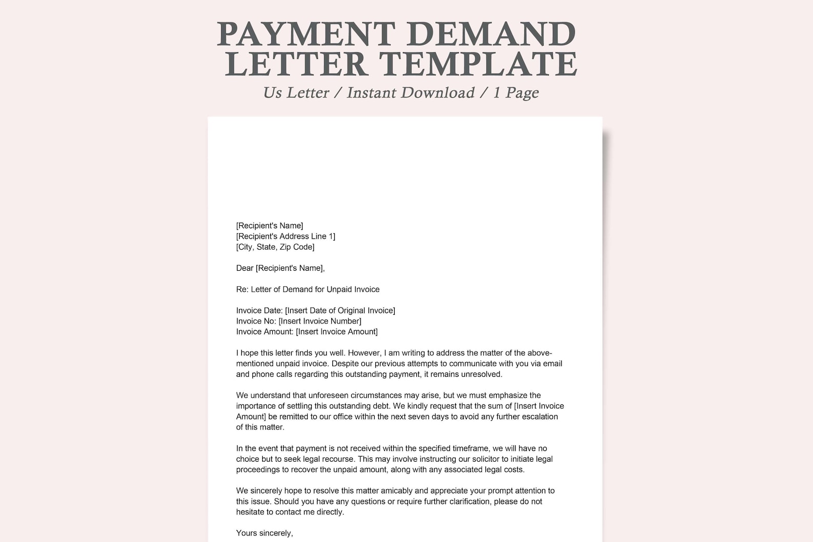 Payment Demand Letter,payment Demand Letter Template,sample Demand ...