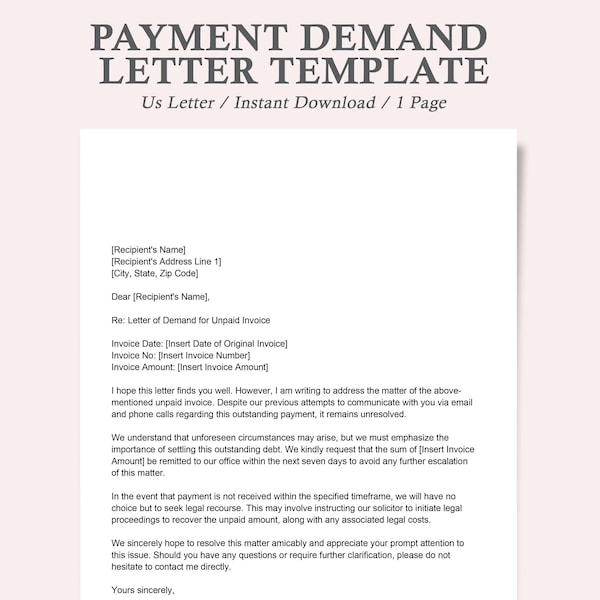 Demand Letter for Payment - Etsy