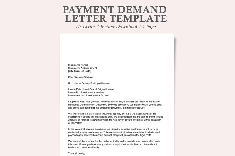 Payment Demand Letter,payment Demand Letter Template,sample Demand ...