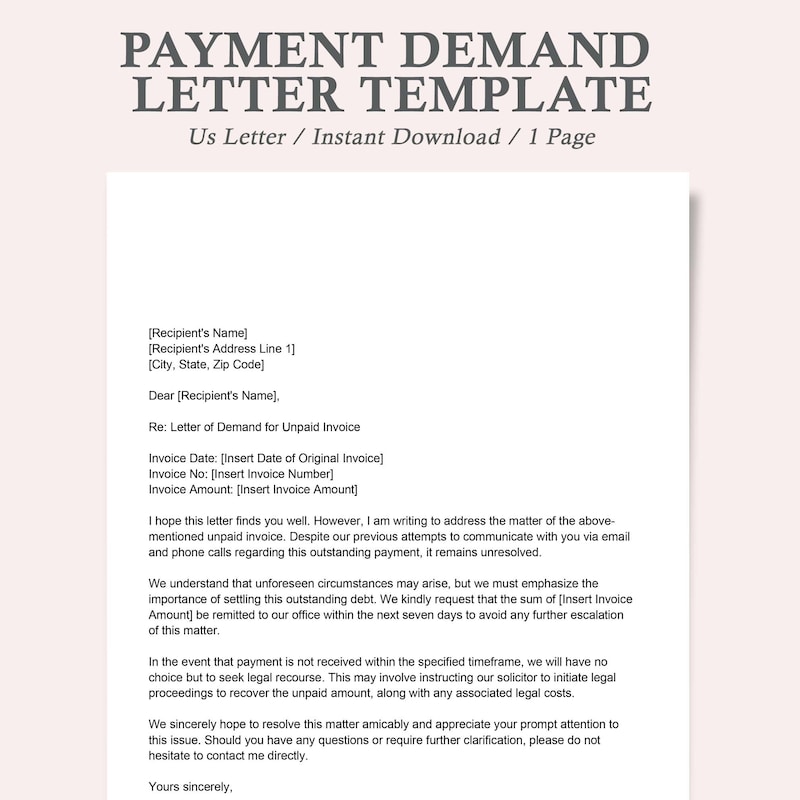Payment Demand Letter - Etsy