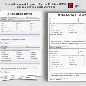 Child Illness Report,illness Report,illness Tracker,illness Report for ...