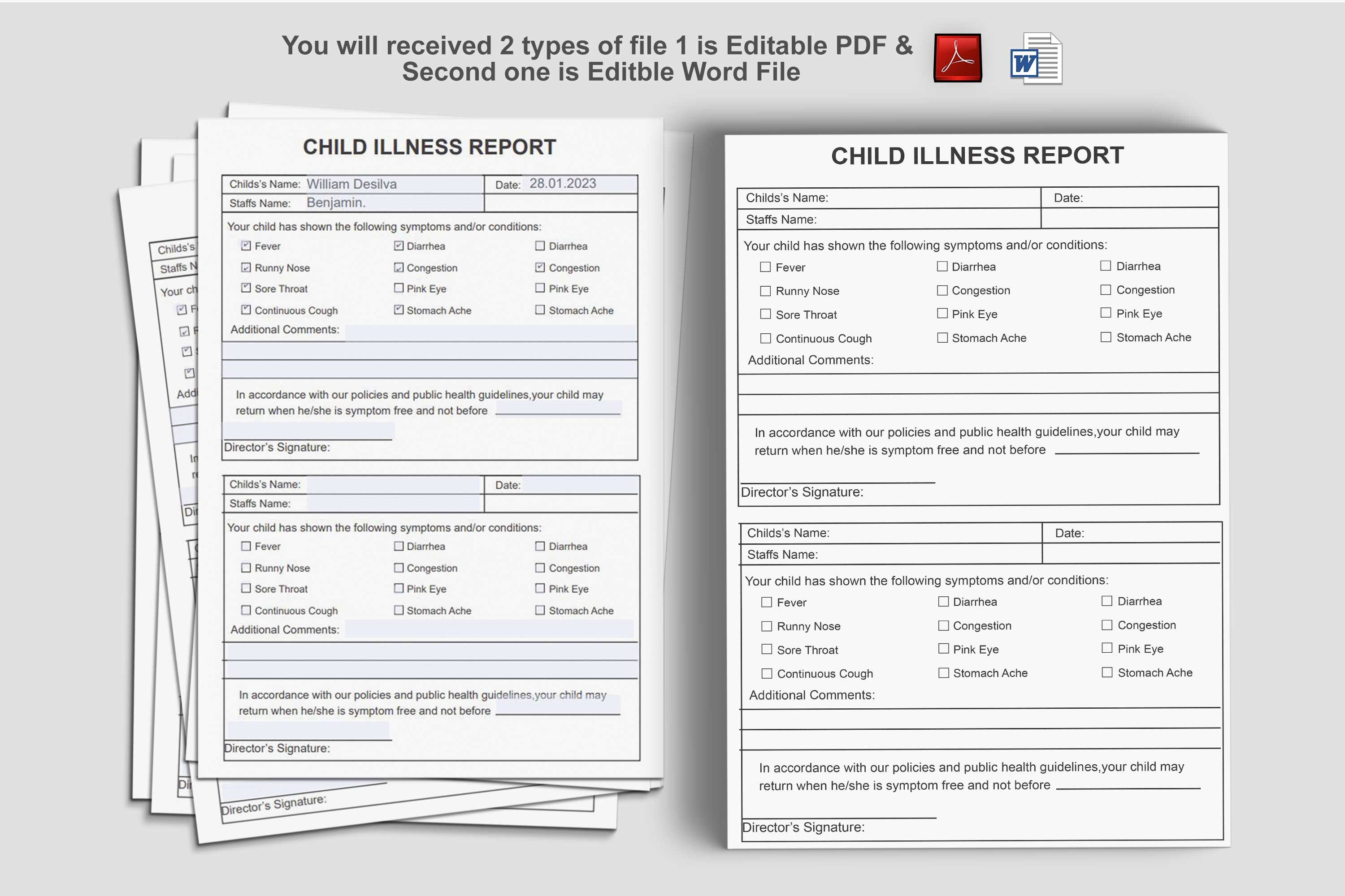 Child Illness Report,child Sick Report,preschool Symptom Form,daycare ... Child Illness Report,child Sick Report,preschool Symptom Form,daycare ...