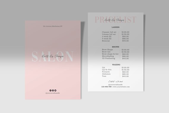 DIY Pink Price List Editable Price List Template Printable | Etsy