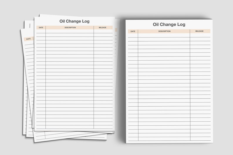 Oil Change Log,printable Oil Change Log,oil Change Log Book,vehicle Oil ...