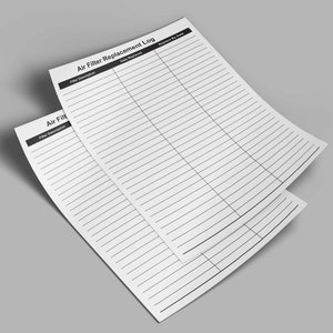 Filter Replacement Log,air Filter Log,air Filter Planner,ac Filter Log ...