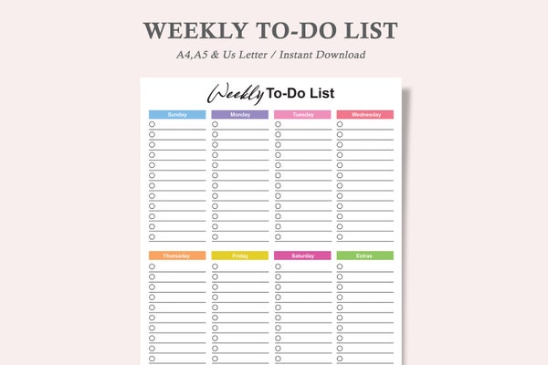 To Do List Colorful, Printable to Do List Template, to Do List ...