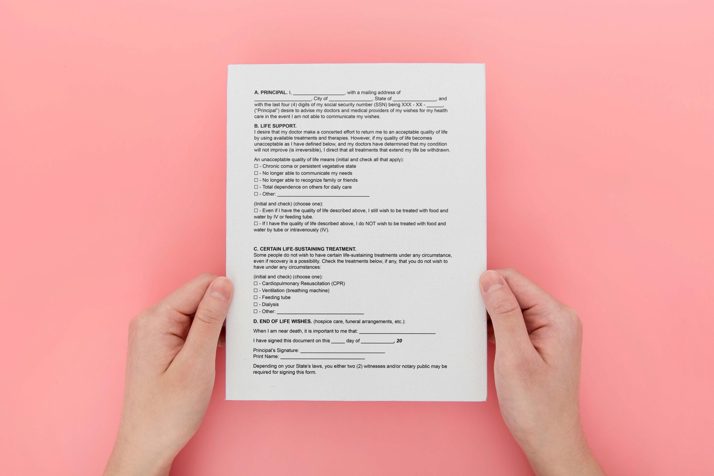 Advance Directive Form,blank Advance Directive Form,advance Care ...