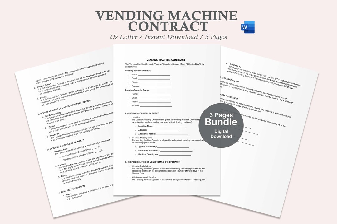 Vending Machine Contract,vending Machine Contract Template,contract for ...