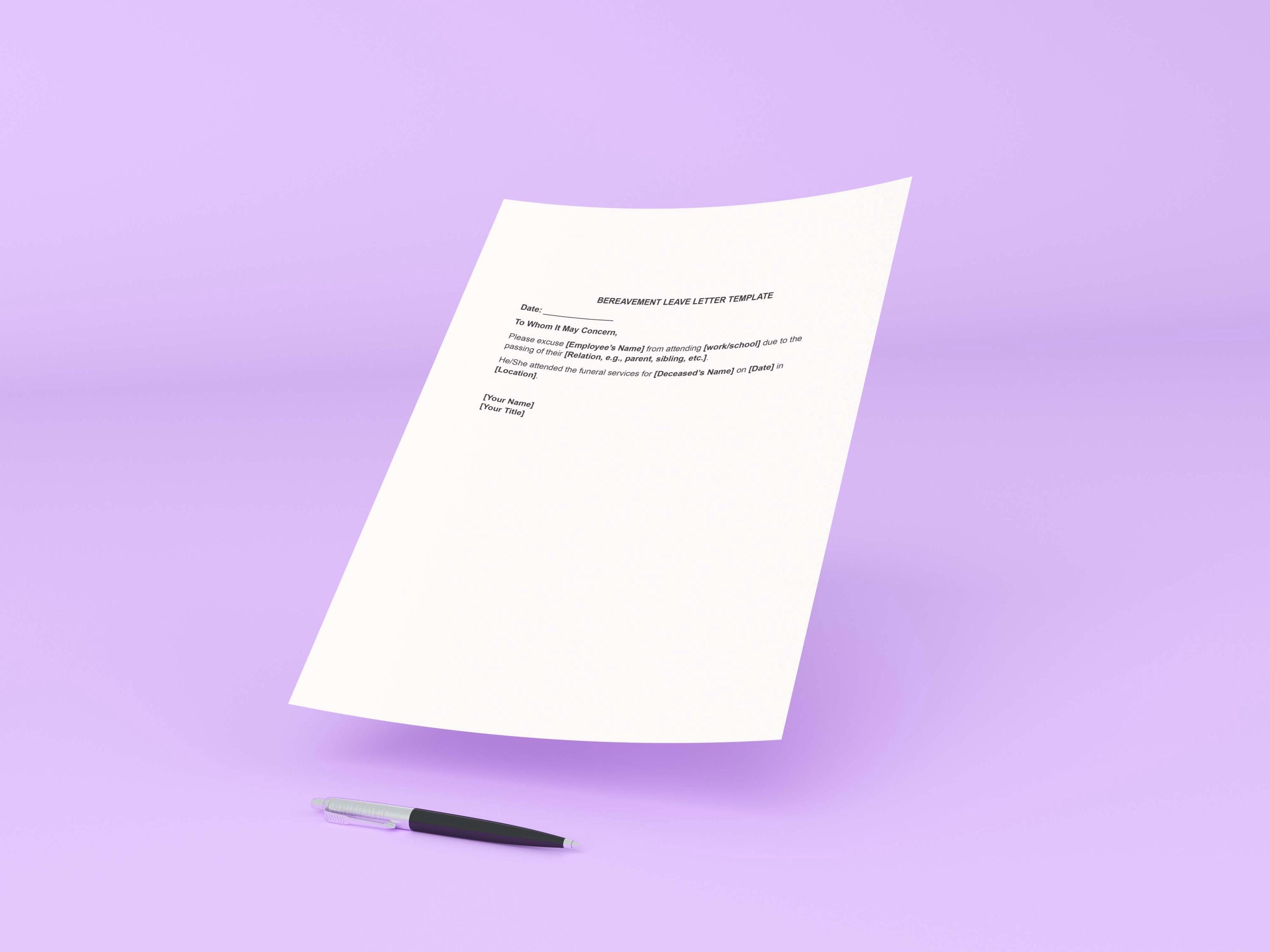 Bereavement Letter,bereavement Leave Letter,bereavement Letter for Work ...