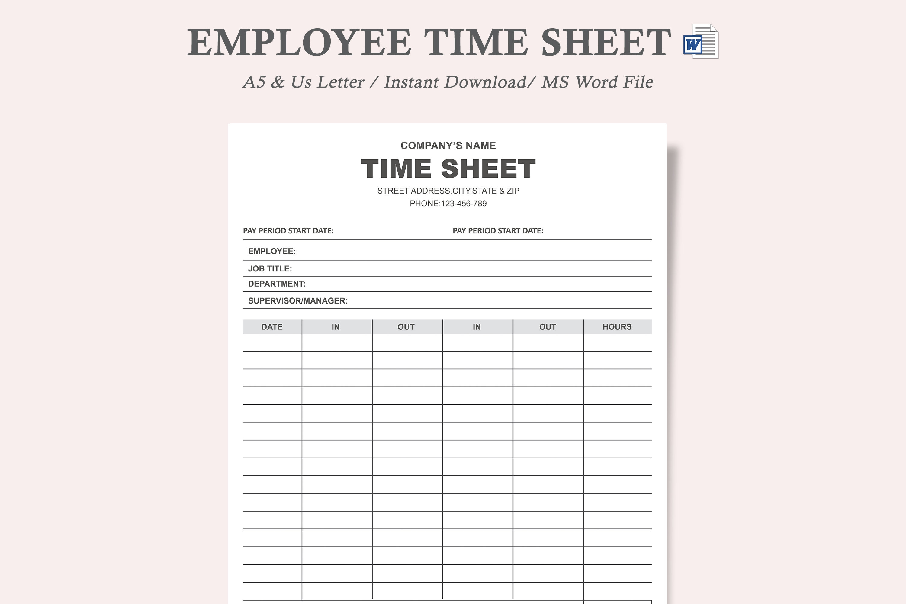Employee Timesheet,employee Time Log,employee Hours Tracker,employee ...
